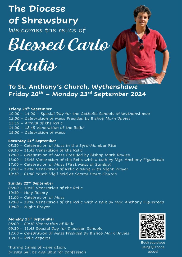 Relic Visit of Blessed Carlo Acutis - Roman Catholic Diocese of Salford