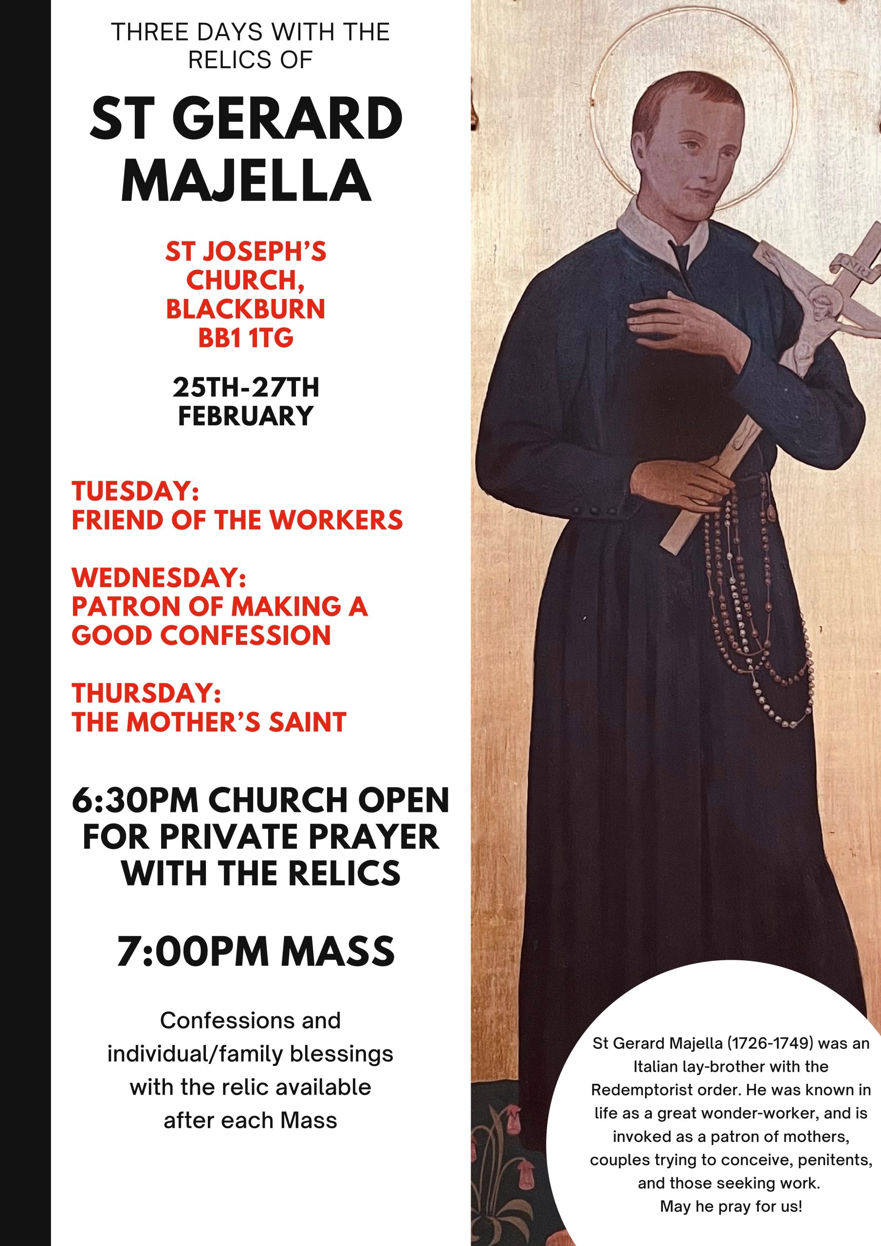 National Tour of Relics of St Gerard Majella